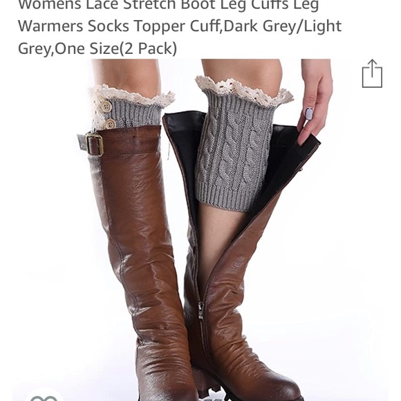 Accessories | 2 Pairs Lace Boot Cuffs Dark Light Grey New | Poshmark